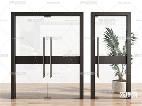 玻璃双开门 办公玻璃门3d模型下载 Id12279501 3dmax免费模型 欧模网