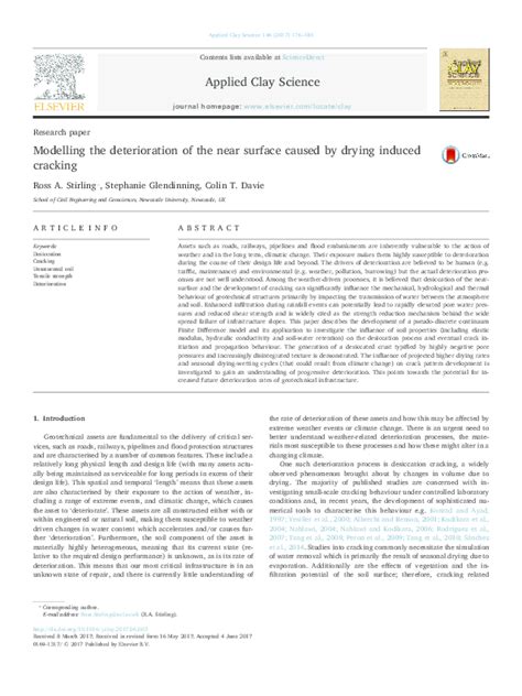 Pdf Modelling The Deterioration Of The Near Surface Caused By Drying