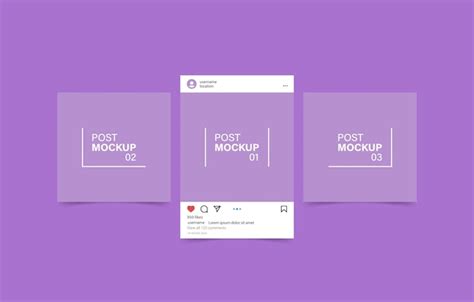 Instagram 모형 소셜 미디어 게시물 회전 목마 템플릿 프레임 또는 Instagram 피드 게시물 모형 프리미엄 벡터