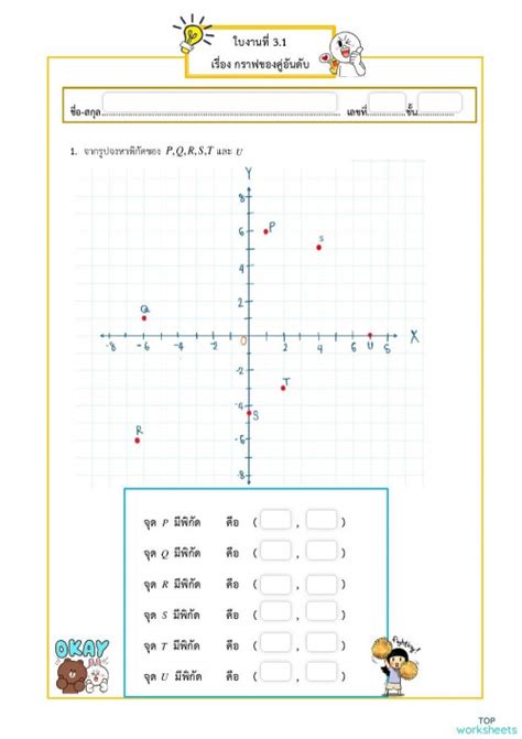 ใบงาน เรื่องกราฟของคู่อันดับ ม 1 4 ใบงานเชิงโต้ตอบ Topworksheets