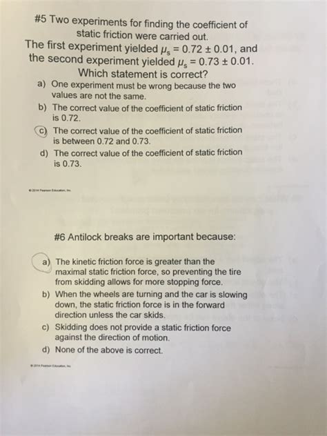 Solved Two Experiments For Finding The Coefficient Of Static Chegg
