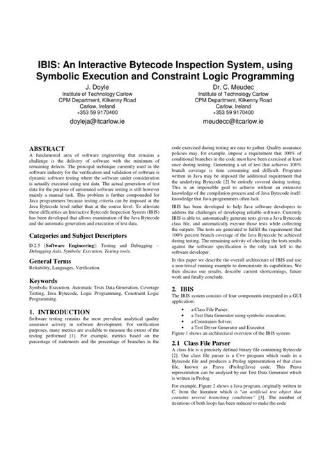 Pdf Ibis An Interactive Bytecode Inspection System Using Symbolic Execution And Constraint