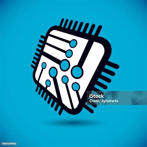 정사각형 마이크로프로세서 방식의 벡터 기술 Cpu 설계 컴퓨터 회로 기판 디지털 요소 기술 마이크로 칩 기호입니다 3차원 형태에 대한 스톡 벡터 아트 및 기타 이미지