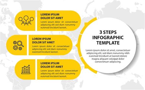 Шаблон дизайна инфографической диаграммы с тремя шагами Бесплатный вектор