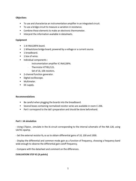 Labwork Ia 2024 Eng Pdf Amplifier Electronic Circuits
