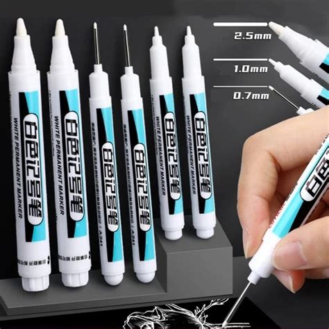 5pcs 071025mm White Marker Pen Oily Waterproof Gel Pens Diy