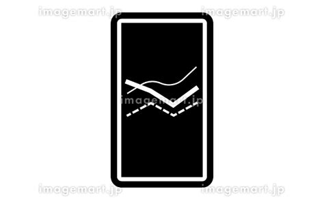スマートフォン画面に表示されている複数の折れ線グラフの黒のシルエットアイコンのイラスト素材 [255438384] イメージマート