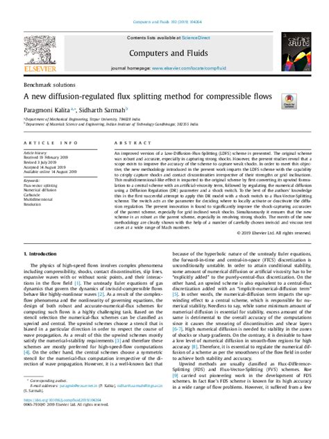 (PDF) A new diffusion-regulated flux splitting method for compressible flows | sidharth sarmah ...