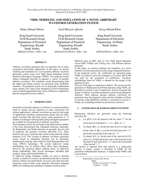 pdf vhdl modeling and simulation of a novel arbitrary waveform