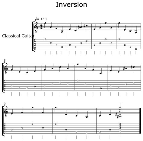 Inversion Sheet Music For Classical Guitar
