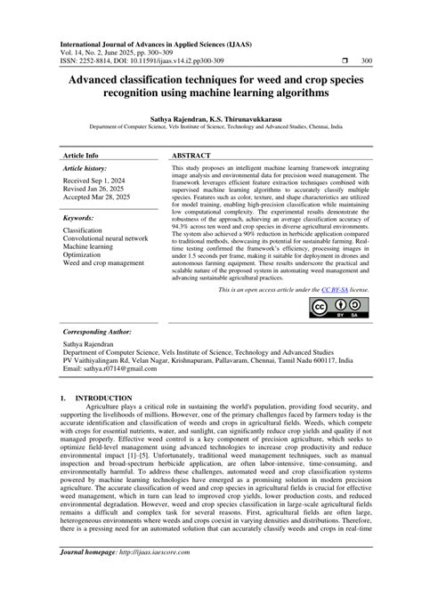 Pdf Advanced Classification Techniques For Weed And Crop Species