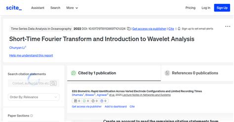 Short Time Fourier Transform And Introduction To Wavelet Analysis [scite Report]