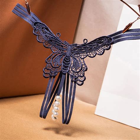 섹시한 나비 유혹적인 시스루 속옷 G 문자열 패션 순수한 욕망 오픈 가랑이 구슬 여성 란제리 끈 팬티 Aliexpress