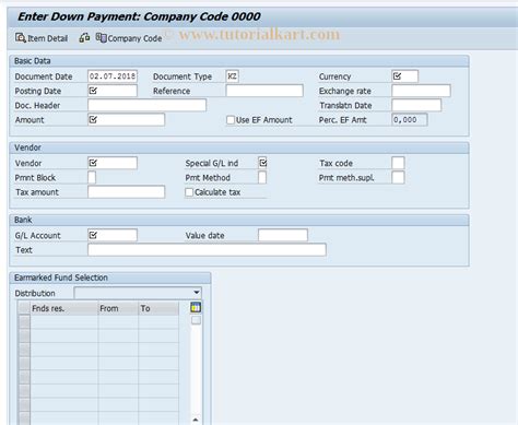 FMDPEF SAP Tcode Create Down Paym With EF Reference Transaction Code