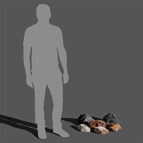 Small Multicolored Sharp Stone Models Collection Poliigon