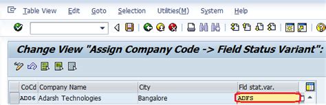 Sap Fico Central Assign Company Code To Field Status Variants