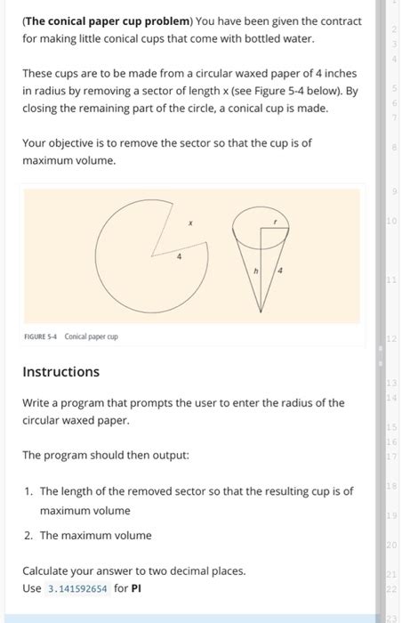 Solved The Conical Paper Cup Problem You Have Been Given