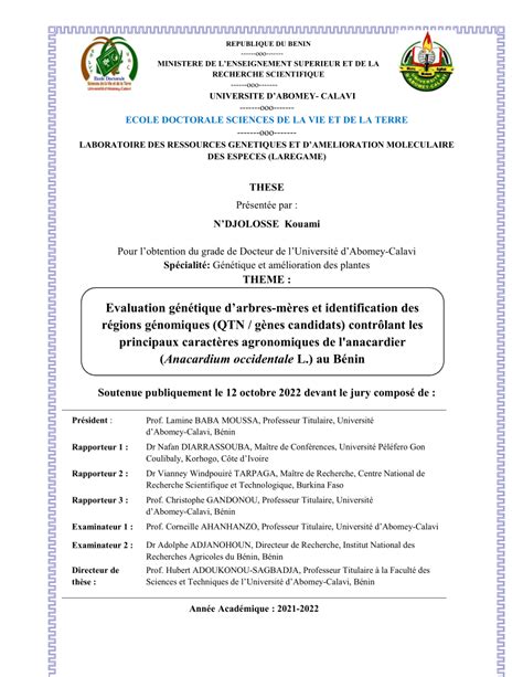 Pdf Genetic Assessment Of Cashew Mother Trees And Identification Of Quantitative Trait