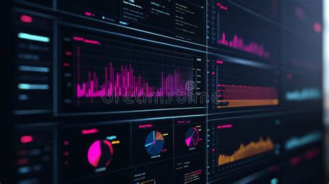 Futuristic Data Analytics Dashboard Interface Stock Illustration