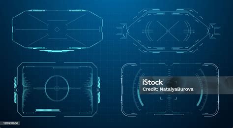 Hud 미래 프레임 게임 대상 테두리 텍스트 메뉴 기술 인터페이스에 대한 공상 과학 빈 배너 대상 Ui Ux 화면 가상 현실 기술보기 디스플레이 헬멧 십자선 목표 벡터