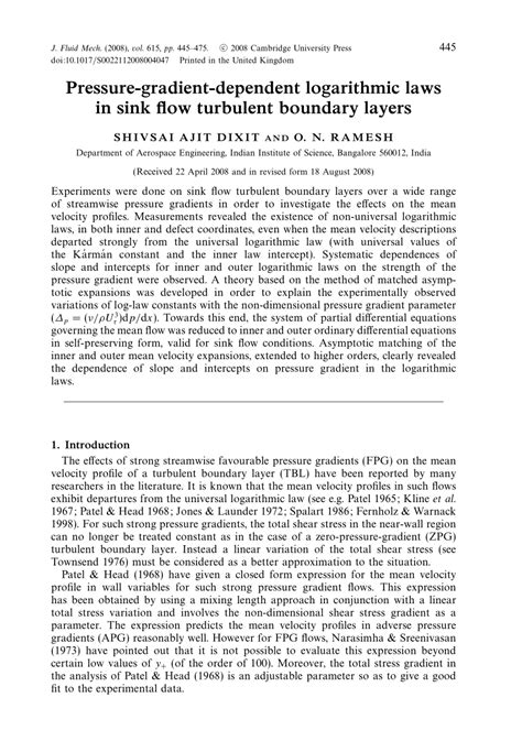 Pdf Pressure Gradient Dependent Logarithmic Laws In Sink Flow