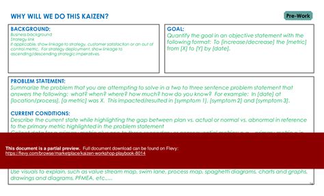 Kaizen Workshop Playbook Ppt Slide Deck