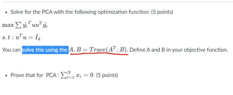 Solved Solve For The Pca With The Following Optimization