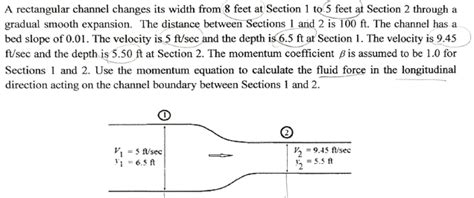 Solved A Rectangular Channel Changes Its Width From Feet Chegg
