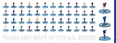 Premium Vector Flags And Maps Of The Us States In Round Isometric