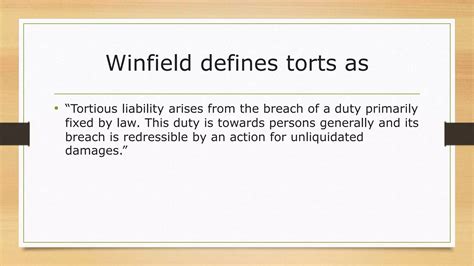 Definitions Of Tort Ppt
