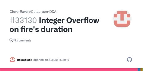 Integer Overflow On Fires Duration · Issue 33130 · Cleverraven