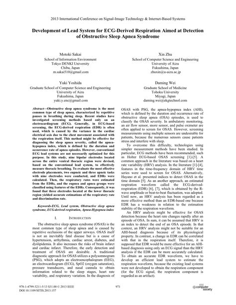 Pdf Development Of Lead System For Ecg Derived Respiration Aimed At