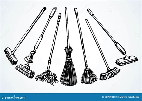 Long Home Mop Vector Drawing 186182825