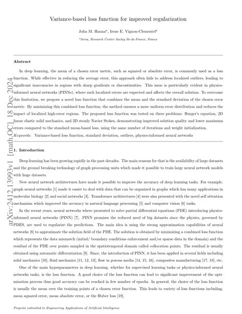 Pdf Variance Based Loss Function For Improved Regularization