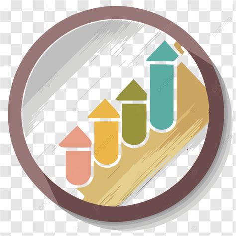 둥근 버튼 벡터의 성장 차트 흰색 배경에 증가 차트의 단순한 다채로운 아이콘 그림자 없음 작은 프레임 중앙 Png