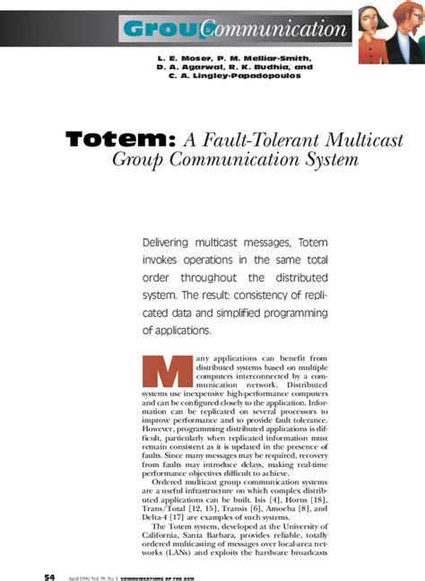 totem a fault tolerant multicast group communication system