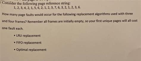 solved consider the following page reference string