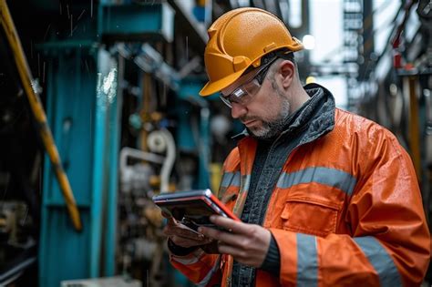 Premium Photo The Operator Controls The Drilling Rig With A Mobile Tablet Generative Ai