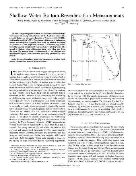 Pdf Shallow Water Bottom Reverberation Measurements