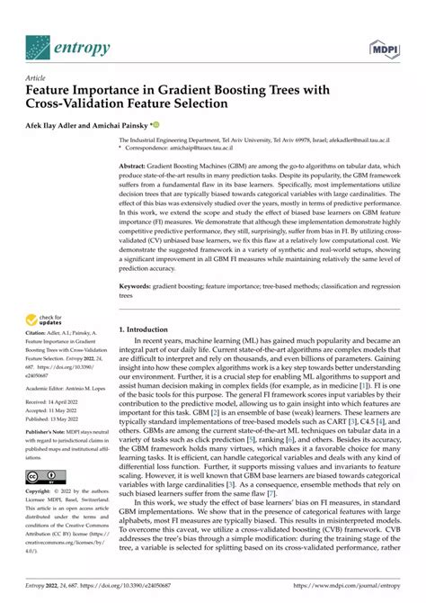 Pdf Feature Importance In Gradient Boosting Trees With Mdpi