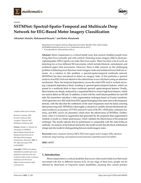 Pdf Sstmnet Spectral Spatio Temporal And Multiscale Deep Network For Eeg Based Motor Imagery