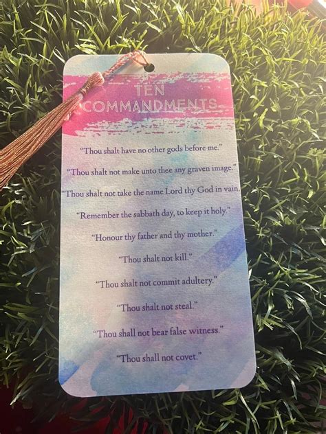 The Ten Commandments Bookmark Etsy
