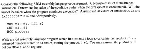 Solved Consider The Following ARM Assembly Language Code Chegg