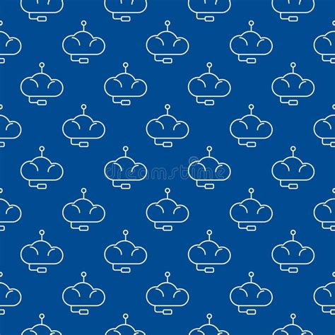 chatbot cloud with headset concept vector blue line seamless pattern