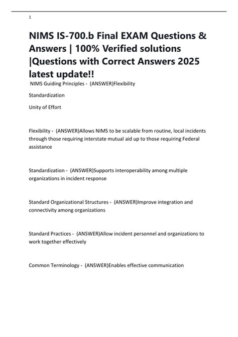 Nims Is 700 B Final Exam Questions And Answers 100 Verified Solutions