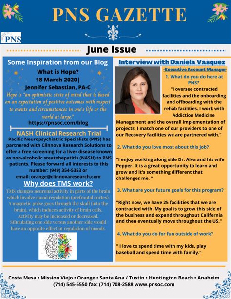 Pacific Neuropsychiatric Specialists June Newsletter 2022