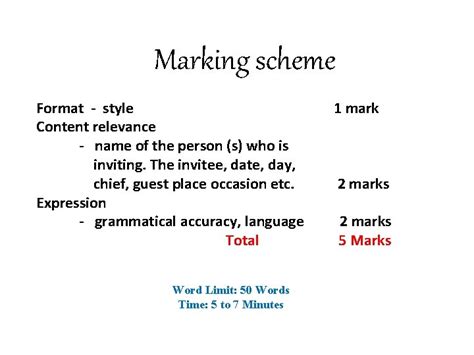 Invitation And Replies Formal And Informal Marking Scheme