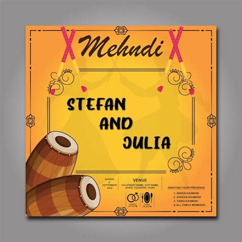 Vector Pakistanische Und Indische Mehndi Dholki Luxus Hochzeitskarten