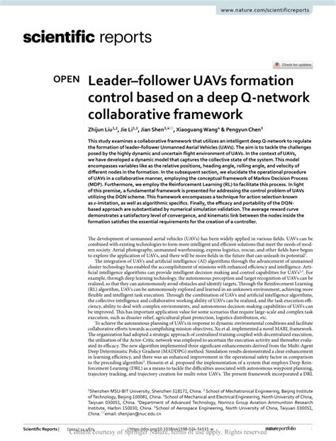 Pdf Leaderfollower Uavs Formation Control Based On A Deep Q Network Collaborative Framework