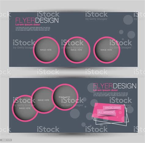 플라이어 배너 또는 웹 헤더 템플릿 집합입니다 벡터 일러스트 레이 션 프로 모션 디자인 배경입니다 핑크와 회색 색상입니다 0명에 대한 스톡 벡터 아트 및 기타 이미지